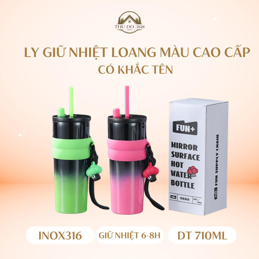 Bình Giữ Nhiệt Loang Màu Cao Cấp Chất Liệu Inox 316 Dung Tích Lớn 710ml Tặng Kèm Móc Khóa Đám ...