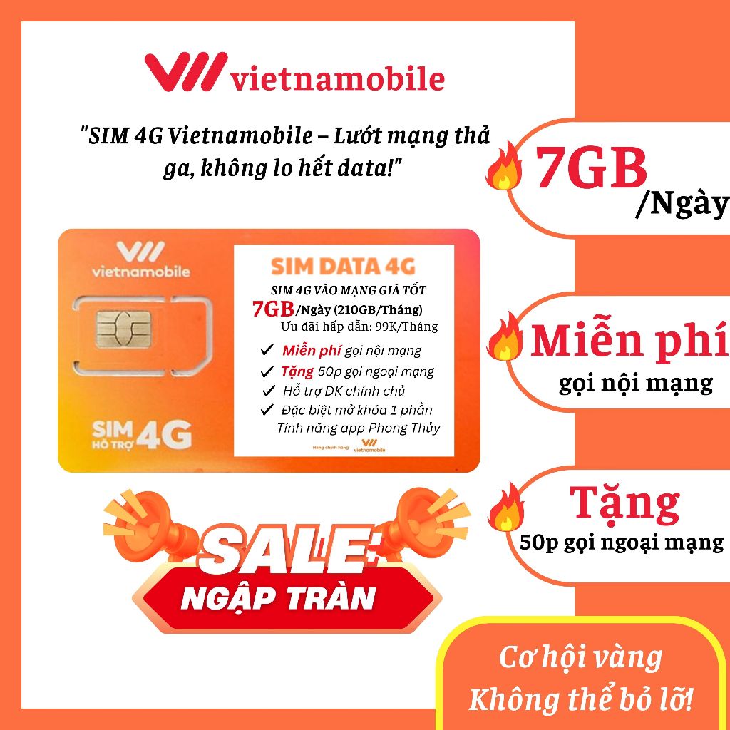 SIM 4G VIETNAMOBILE 7GB/Ngày(210GB/tháng) (KHÔNG FREE THÁNG ĐẦU,KHÔNG TẠO TK, CHECK SÓNG TRƯỚC ...