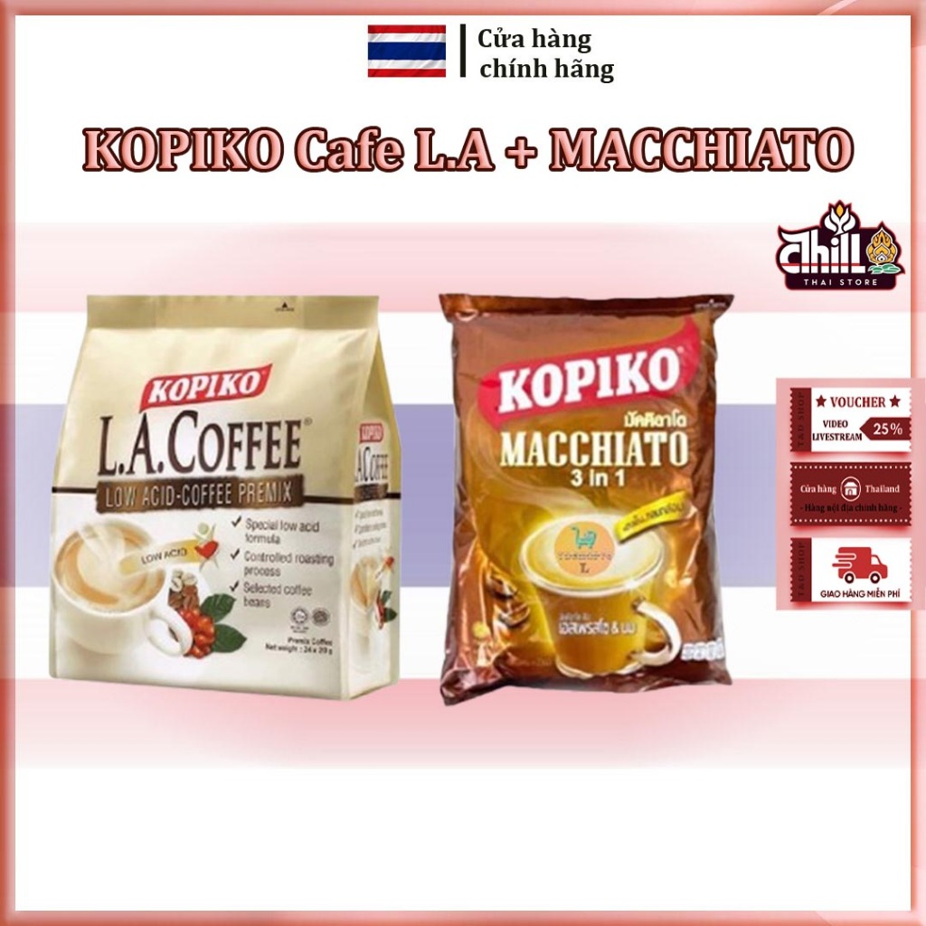 [Combo 2 bịch Cafe Kopiko L.A vs Machiato | Shopee Việt Nam