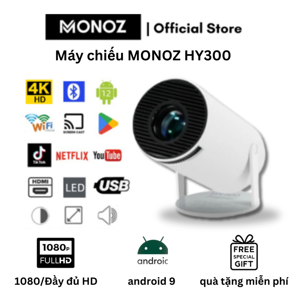 Monoz Mini Projector HY300 WiFi 1920*1080P HD โปรเจคเตอร์ภาพยนตร์รองรับ ...