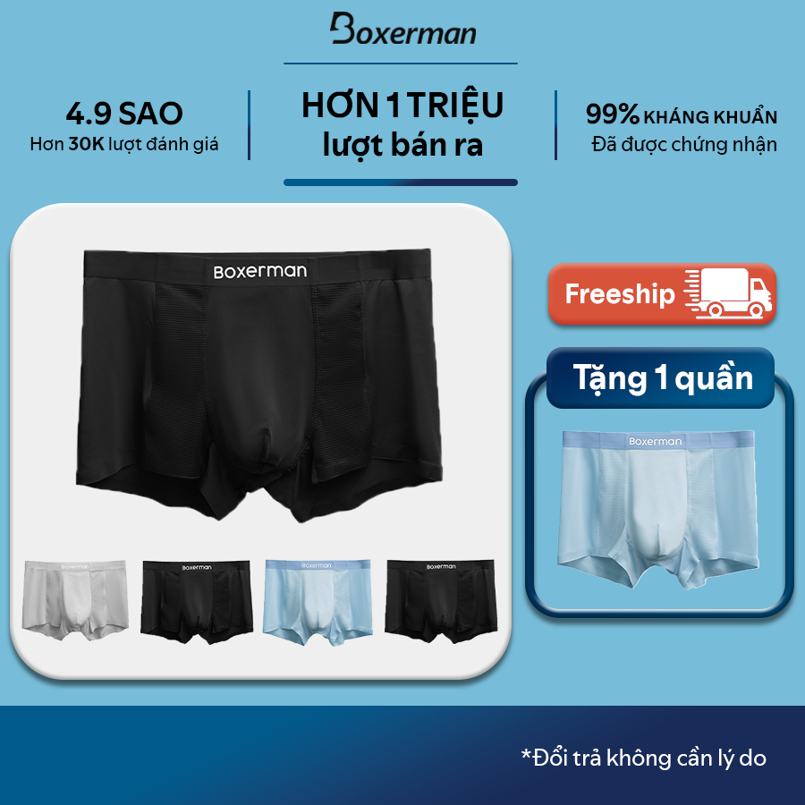 Pack 5 Quần lót nam boxer PROMESH cao cấp, co giãn thoáng mát, khử mùi ...