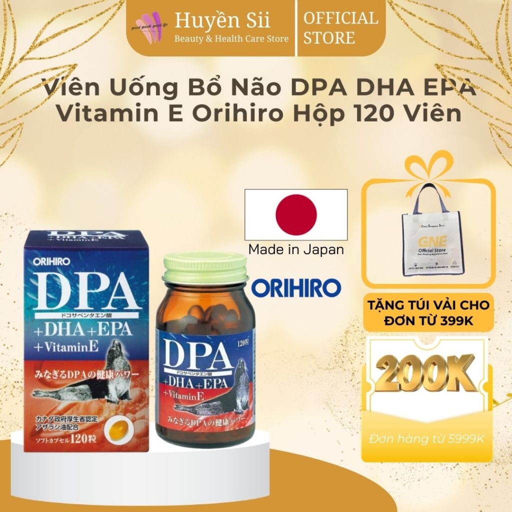 Viên Uống Bổ Não DPA DHA EPA Vitamin E Orihiro Hộp 120 Viên | Shopee Việt Nam