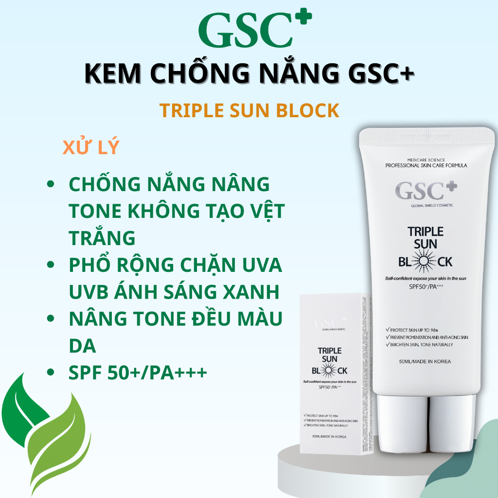 Kem chống nắng vật lý GSC+ Triple Sun Block 50ml PA+++ 50ml - bảo vệ da ...