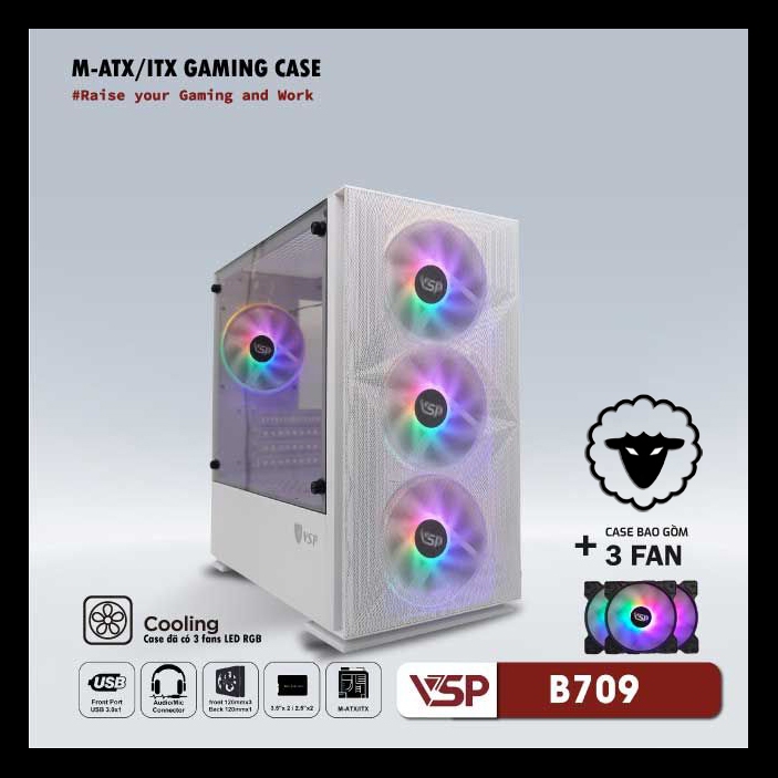 Case Vỏ VSP B709 WHITE (SẴN 3 FAN LED) | Shopee Việt Nam