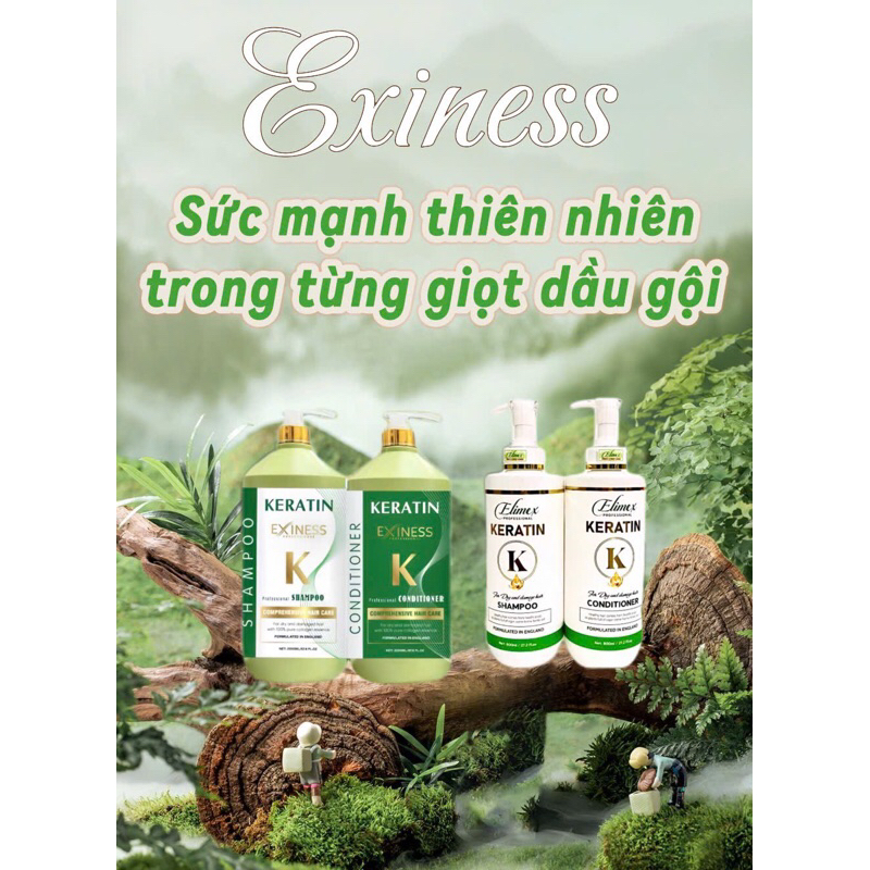 Dầu gội xả keratin Exiness k 2000ml hương thơm chống gàu phục hồi tóc mềm mượt | Shopee Việt Nam