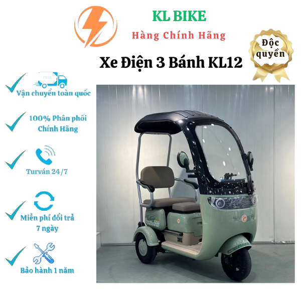 Xe máy điện 3 bánh KL12 Có Mui, Xe điện cho người già,Chở Cháu Đi Học, Mẫu mới 2025 | Shopee ...