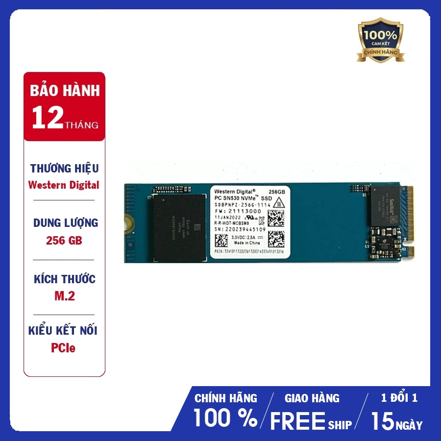 Ổ cứng SSD Western Digital PC SN530 256GB SDBPNPZ-256G-1114 M.2 PCle NVMe | Shopee Việt Nam