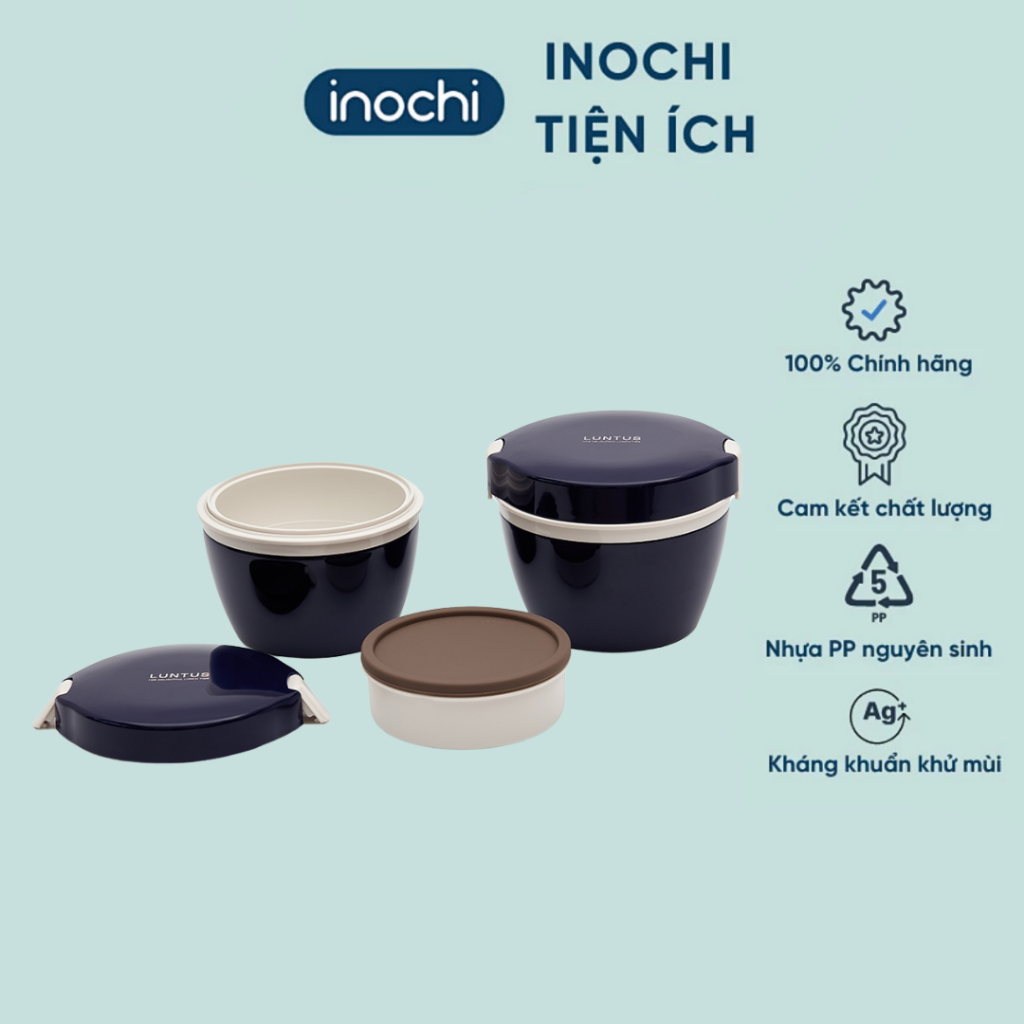 Hộp cơm giữ nhiệt 2 tầng Inochi - Luntus Asvel Nhật Bản 620ml (VUI LÒNG IB SHOP ĐỂ CHỌN MÀU HIỆN ...