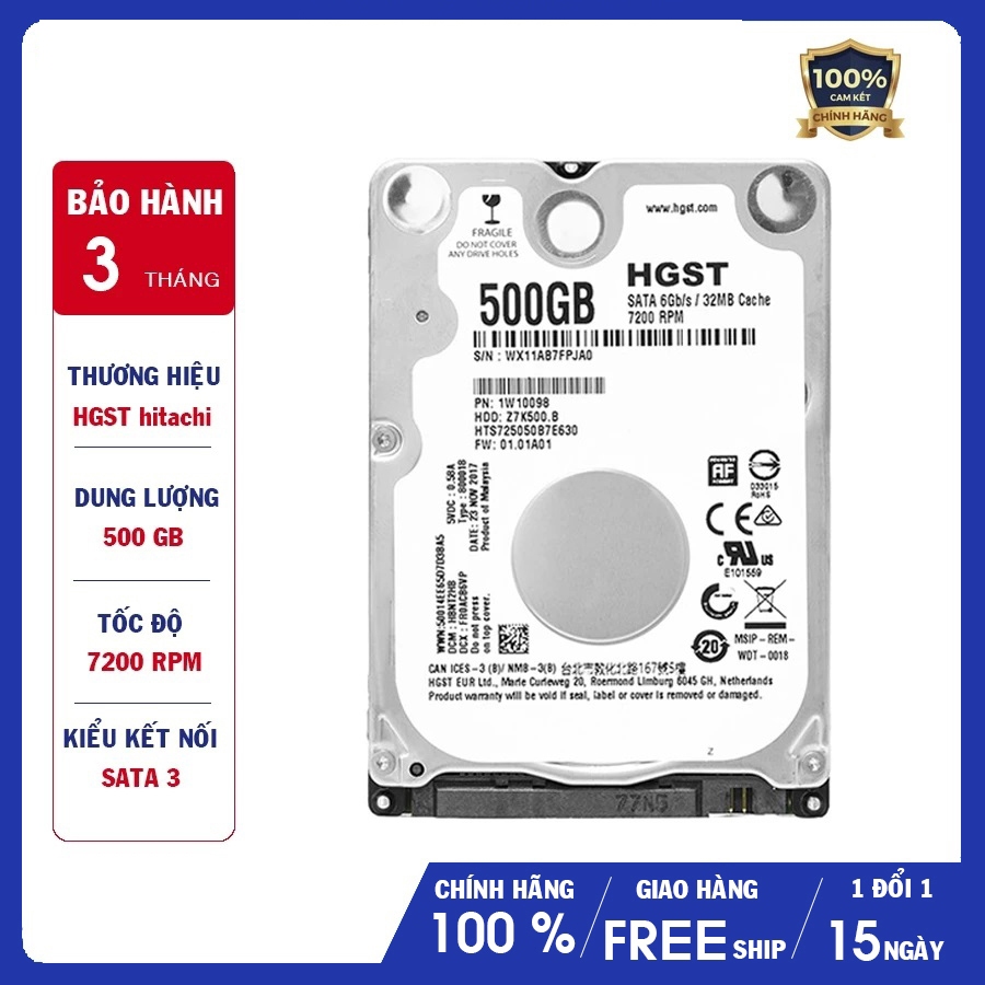 Ổ cứng HDD Hitachi HGST 500GB 2.5" 7200RPM | Shopee Việt Nam
