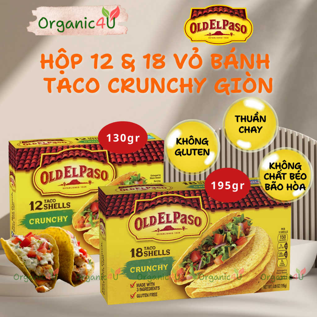 Hộp 12 - 18 Vỏ Bánh Taco Giòn OLD EL PASO Crunchy Taco Shells 130g 195g | Shopee Việt Nam
