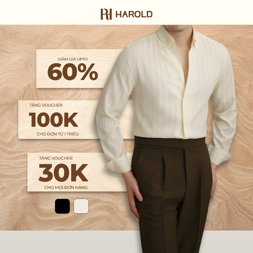 Áo Sơ Mi Nam Trắng Dài Tay Nam Cao Cấp Harold Button Down Sọc - Vải ...