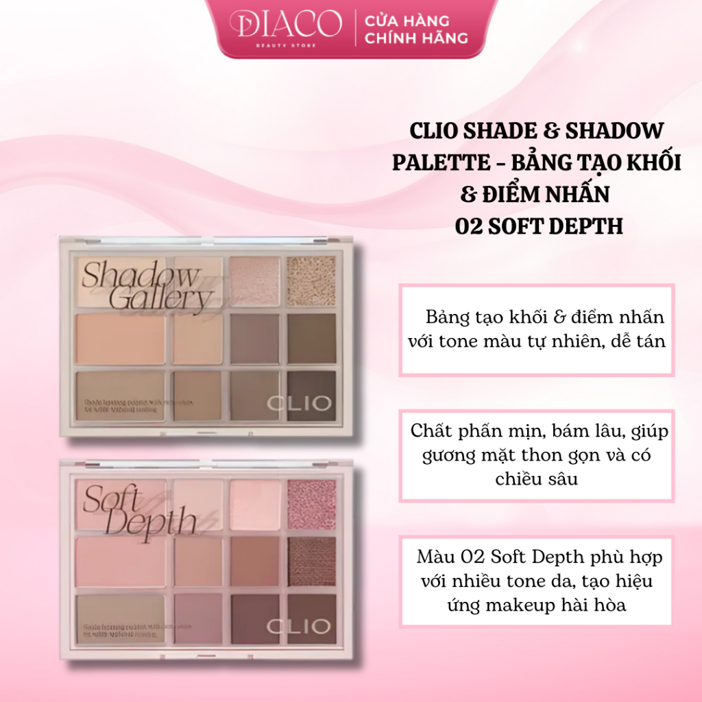 CLIO SHADE & SHADOW PALETTE - BẢNG TẠO KHỐI & ĐIỂM NHẤN - 02 SOFT DEPTH ...