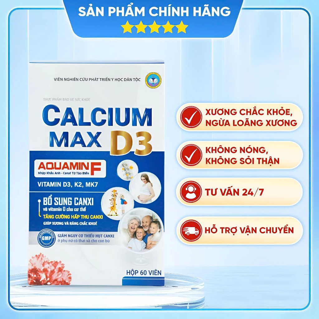 [Chứa Magie,Vitamin D3,K2] Viên uống Canxi hữu cơ Calcium Max D3 từ tảo ...