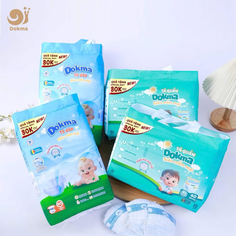 Tã Bỉm Dán/Quần DOKMA Premium Đủ Size Nb/S/M/ML/XL/XXL Mềm Mại Thấm Hút ...