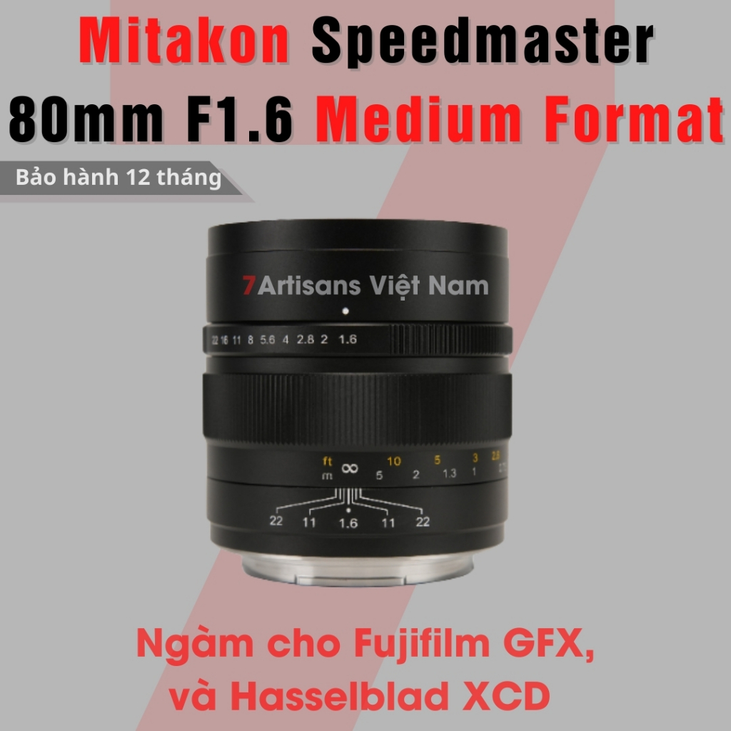 Ống kính Mitakon Zhongyi Speedmaster 80mm F1.6 Medium Format dành cho ...