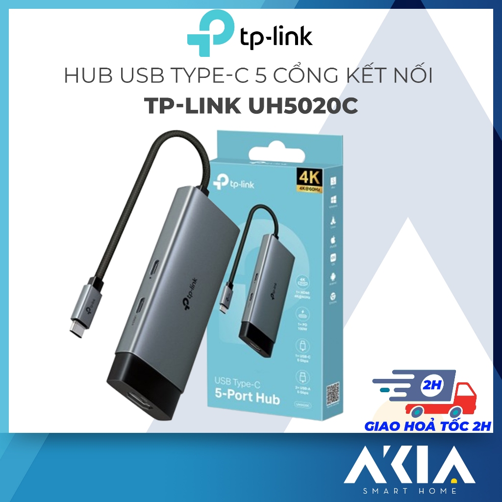 Hub USB 5 cổng TP-Link UH5020C Type-C – HDMI 4K@60Hz, Sạc nhanh 100W, chính hãng | Shopee Việt Nam