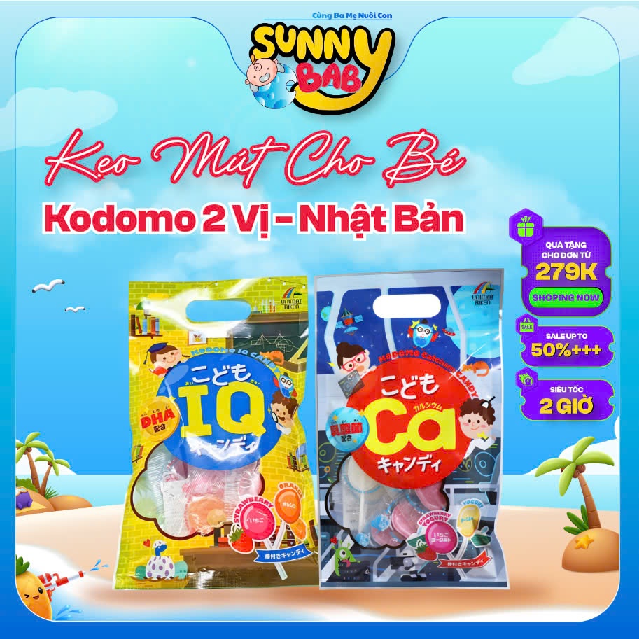[NHẬT BẢN] Kẹo Mút "Kodomo IQ và CA" Nhật Bản: Sự Kết Hợp Của DHA và Canxi Cho Trẻ Bịch 10 cây ...