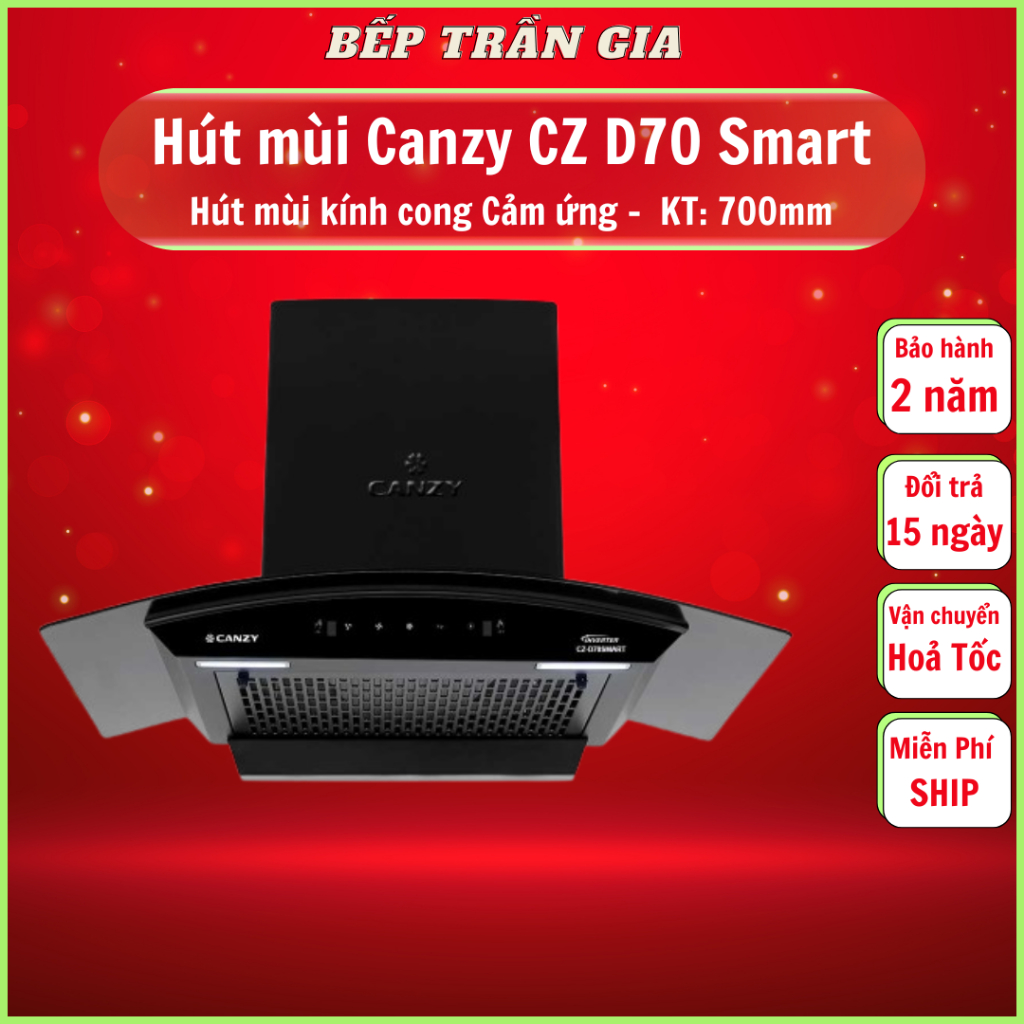 MÁY HÚT MÙI KÍNH CONG CANZY CZ D70Smart| 70CM | ĐIỀU KHIỂN PHÍM CẢM ỨNG SIÊU NHẠY | Shopee Việt Nam