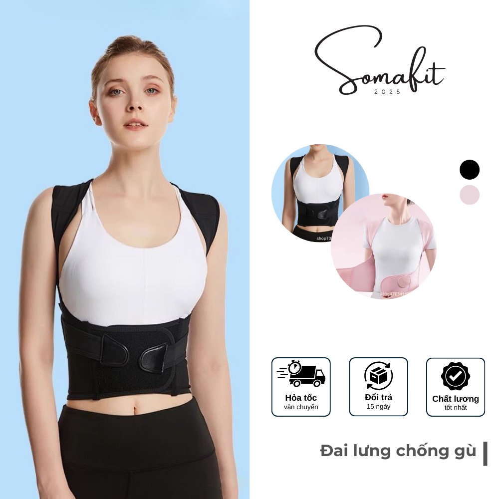 Đai chống gù lưng Somafit, Đai lưng cải thiện dáng chuyên dùng cho dân văn phòng, học sinh ...