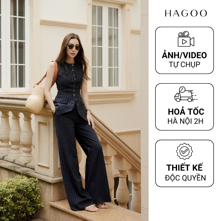 Quần dài & quần short & áo gile kẻ sọc than Nữ phong cách thanh lịch HAGOO [ A609 - Q609 - Q6091 ...