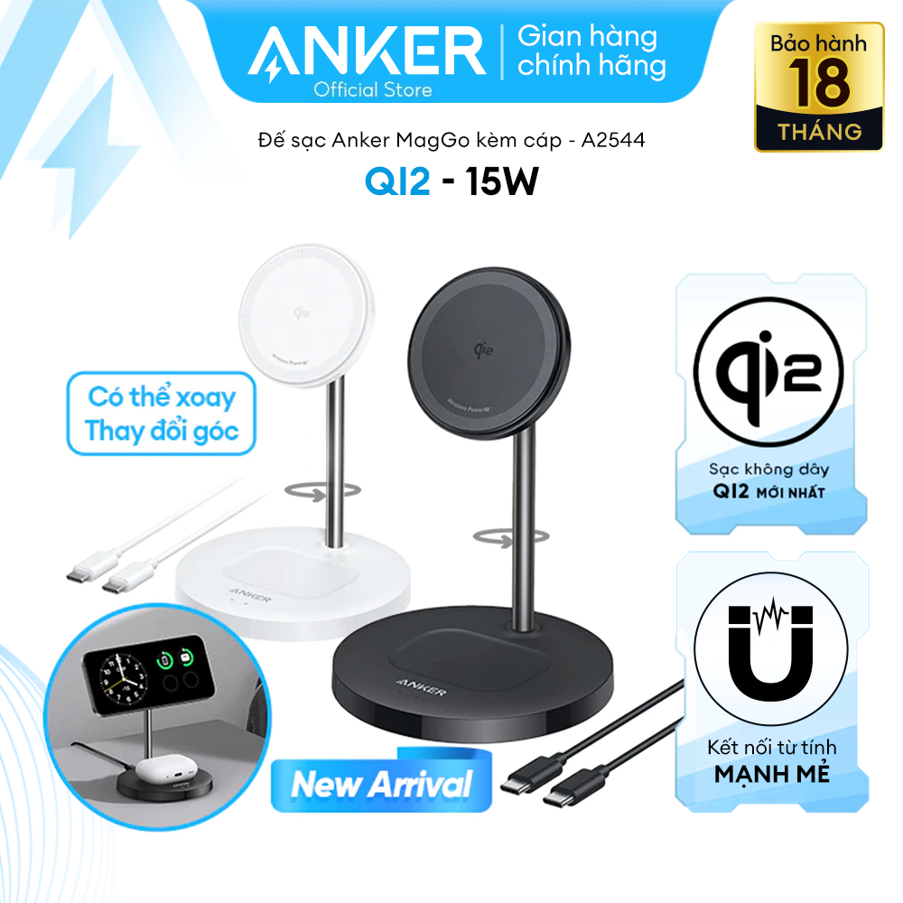 [Sạc i.P, A.W] Đế Sạc Không Dây Từ Tính Anker Mag.Go 15W - A2544 | Shopee Việt Nam