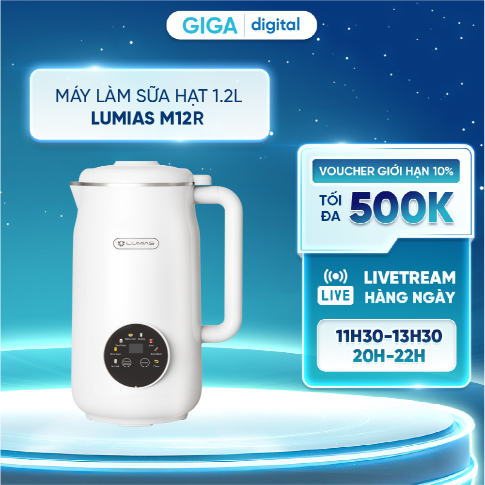 Máy làm sữa hạt 1.2L Lumias M12R - 800W, xay mịn các loại nguyên liệu ...