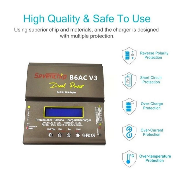 Sạc Pin Lipo, Lion, LiHV Sevenchip B6AC 80Watt 2-6s hỗ trợ đo nội trở, sạc pin cao cấp | Shopee ...