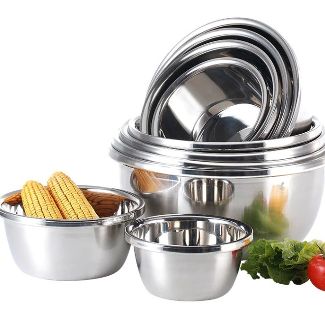 Combo 5 Thau Inox Đủ Size Loại Dày Bóng Đẹp Rửa Rau Củ,(20cm 22cm 24cm ...