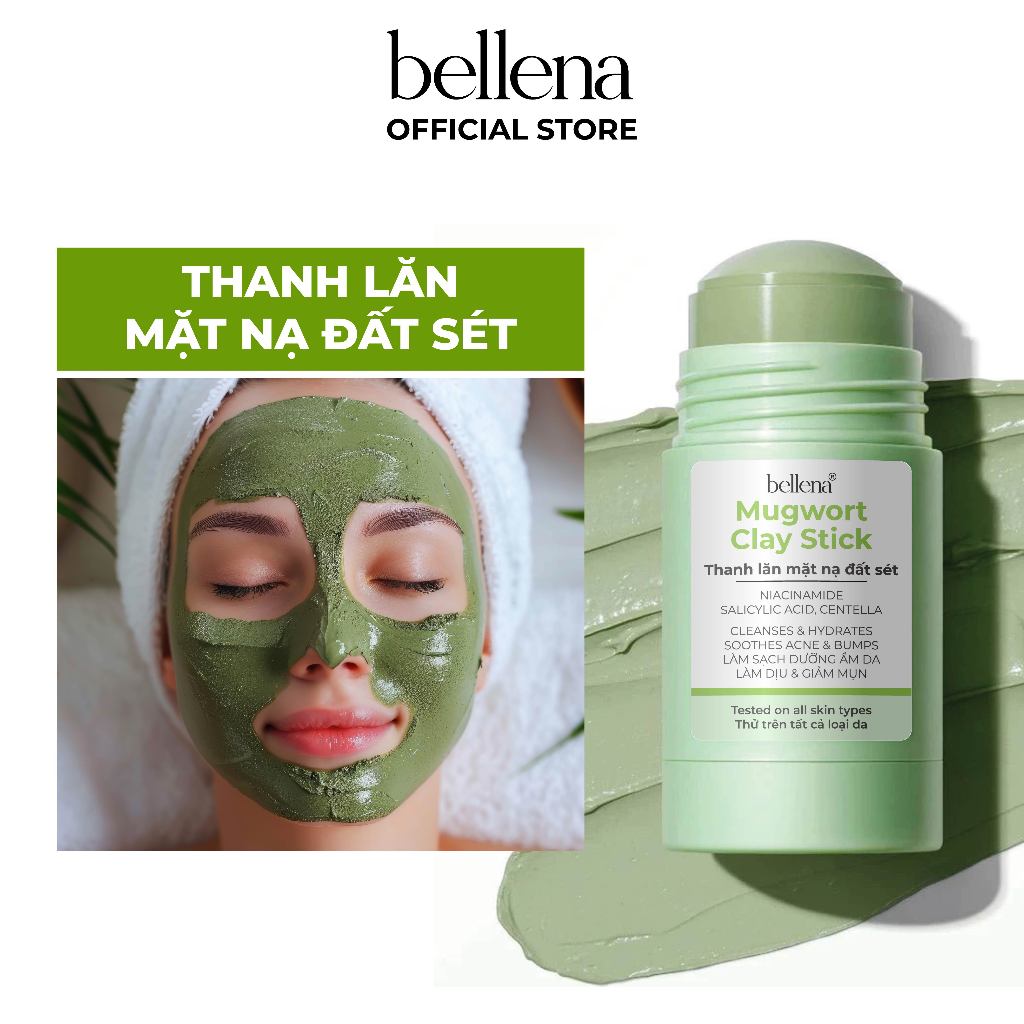 Thanh lăn mặt nạ đất sét ngải cứu mask đất sét giảm mụn mờ thâm dưỡng ...