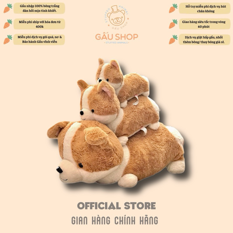 Gấu bông ️ chó Corgi ️ nằm mông tim bông mịn 🥰 | Shopee Việt Nam