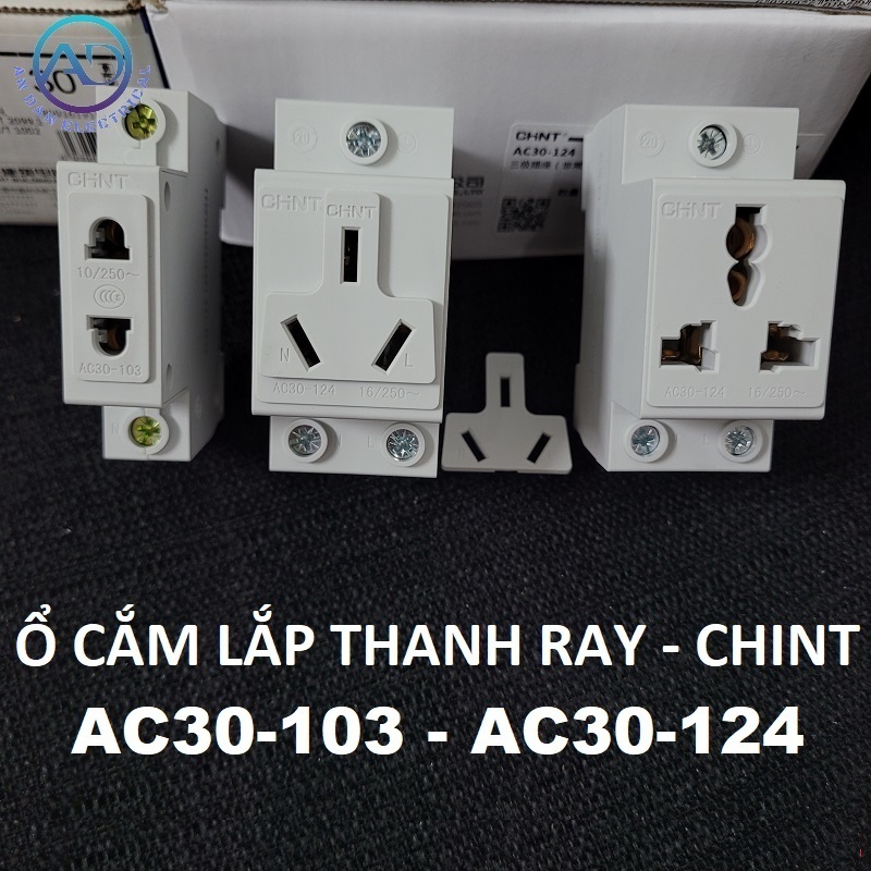 Ổ cắm cài thanh ray CHINT AC30-103 (ổ 2 chấu) - AC30-124 (ổ 3 chấu) | Shopee Việt Nam