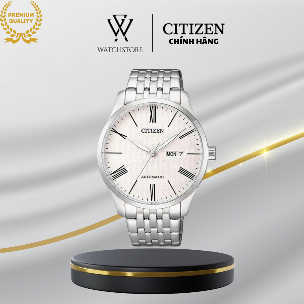 Đồng Hồ Nam Citizen NH8350-59A Màu Trắng Dây Kim Loại Mặt Kính Khoáng 40mm Kháng Nước Chính Hãng ...