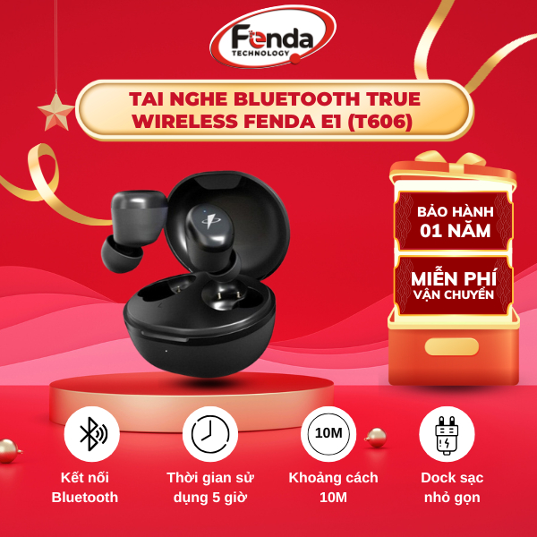 Tai nghe Bluetooth True Wireless Fenda E1 ( T606) nghe nhạc, chống ồn ...