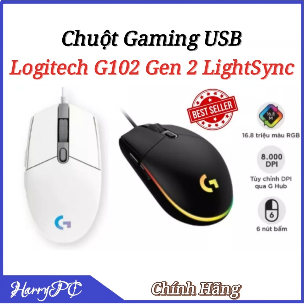 Chuột Gaming Logitech G102 Gen 2 LightSync RGB - Kết Nối Phần Mềm G-Hub - Chính Hãng - BH24 ...