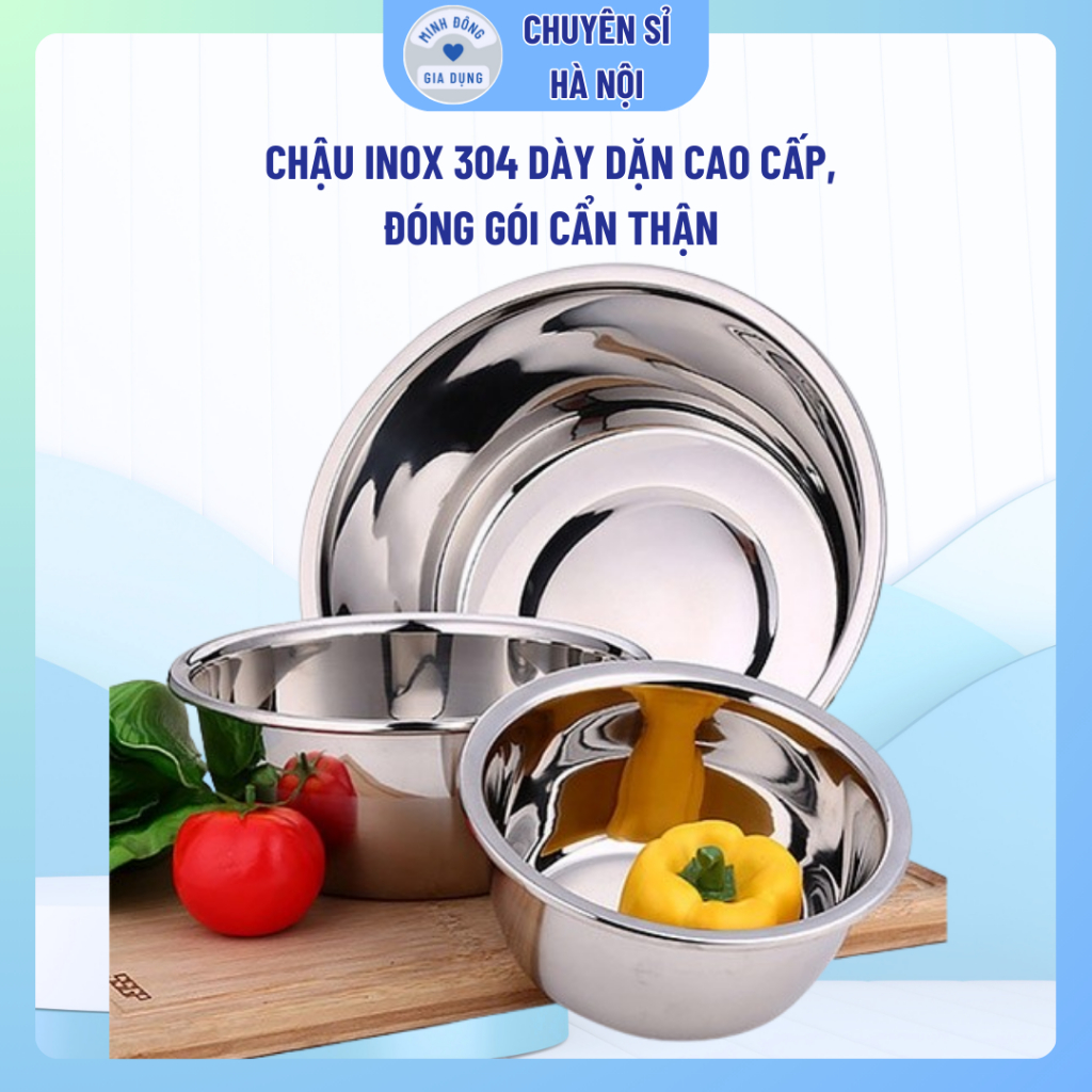 Thau Chậu Inox 304 38cm Hàng Cao Cấp Nhập Khẩu Trực Tiếp Dày Dặn, Đẹp | Shopee Việt Nam