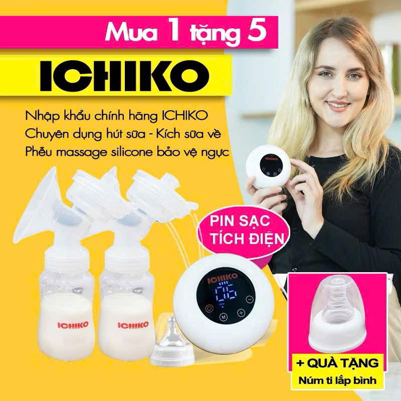 Máy hút sữa điện đôi Ichiko M5 có Pin tích điện Nhật Bản | Shopee Việt Nam