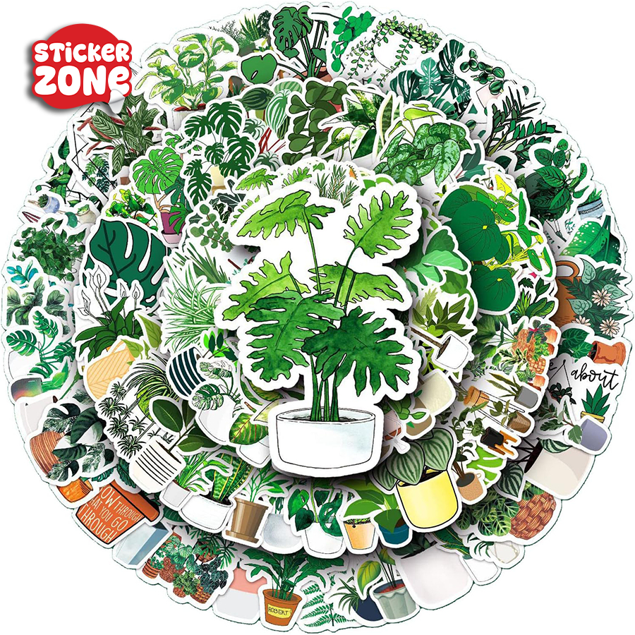 50 Miếng Sticker Chủ Đề Chậu Hoa, Cây Xanh Chống Thấm Nước Thích Hợp ...