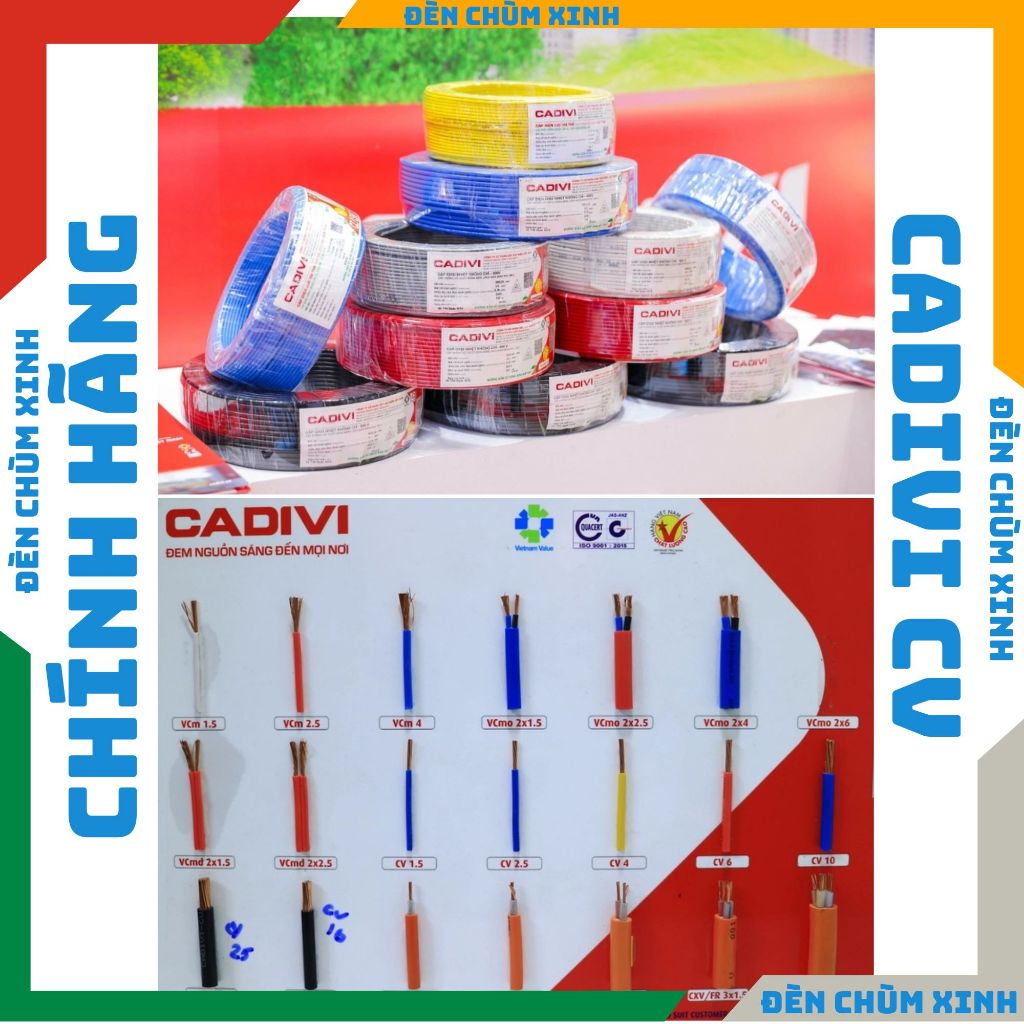 [Chính Hãng] Dây điện Đơn Cv-CaDiVi Cv-1.0, CV-1.5, CV-2.0 ,0,6/1KV cắt lẻ màu ngẫu nhiên ...