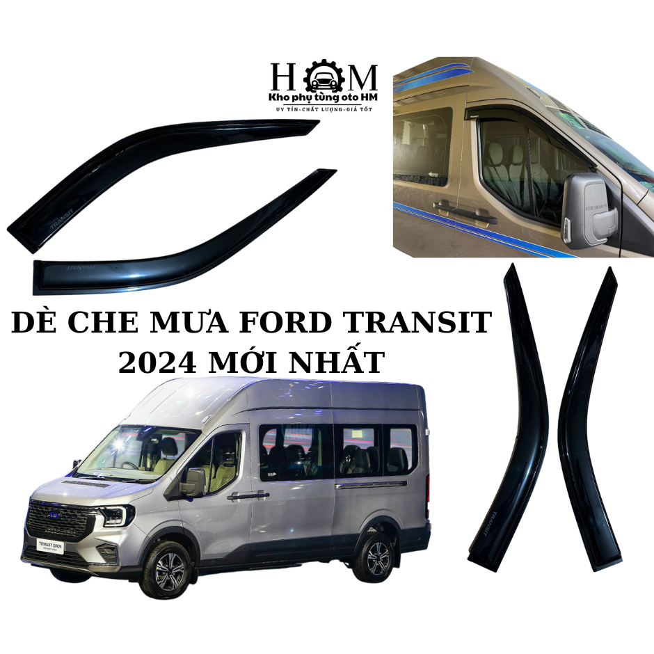 Dè/ Vè che mưa FORD TRANSIT đời mới 2024 nhựa ABS đen Premium 16 chỗ có ...