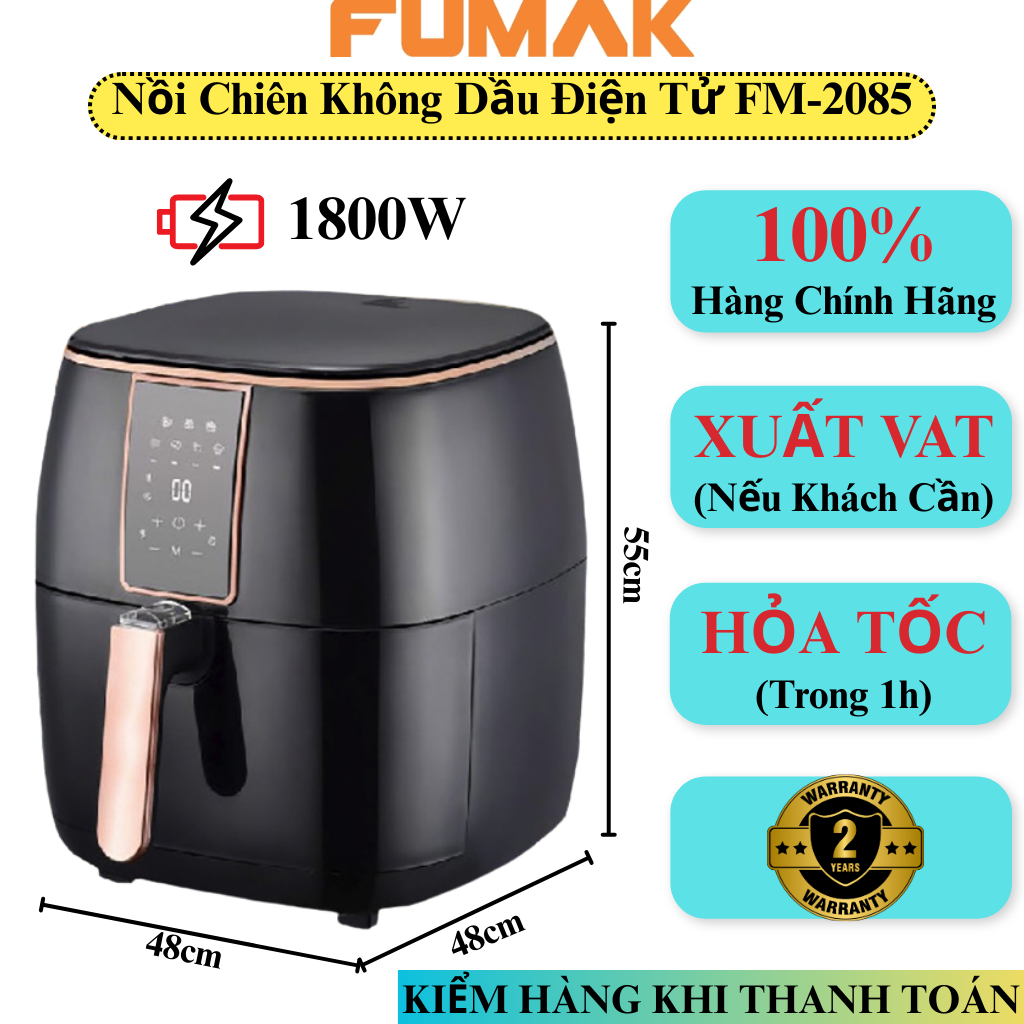 Nồi chiên không dầu điện tử Fumak FM-2085 - Dung tích 8.5L công suất ...