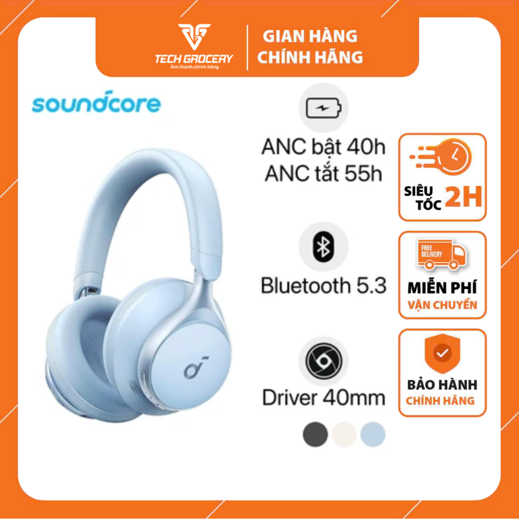 Tai nghe Bluetooth Anker Soundcore Space One A3035, chống ồn chủ động ANC,Pin 40h,6 Micro - Bảo ...