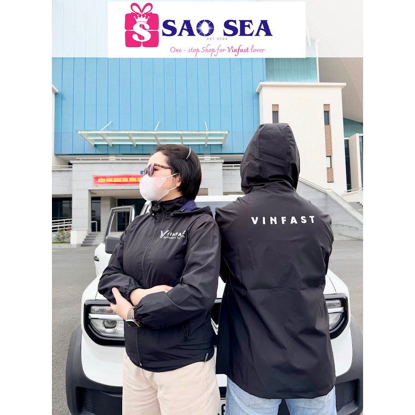 Áo khoác Vinfast nam nữ có mũ 2 lớp, freesize dưới 90kg, unisex, chống ...