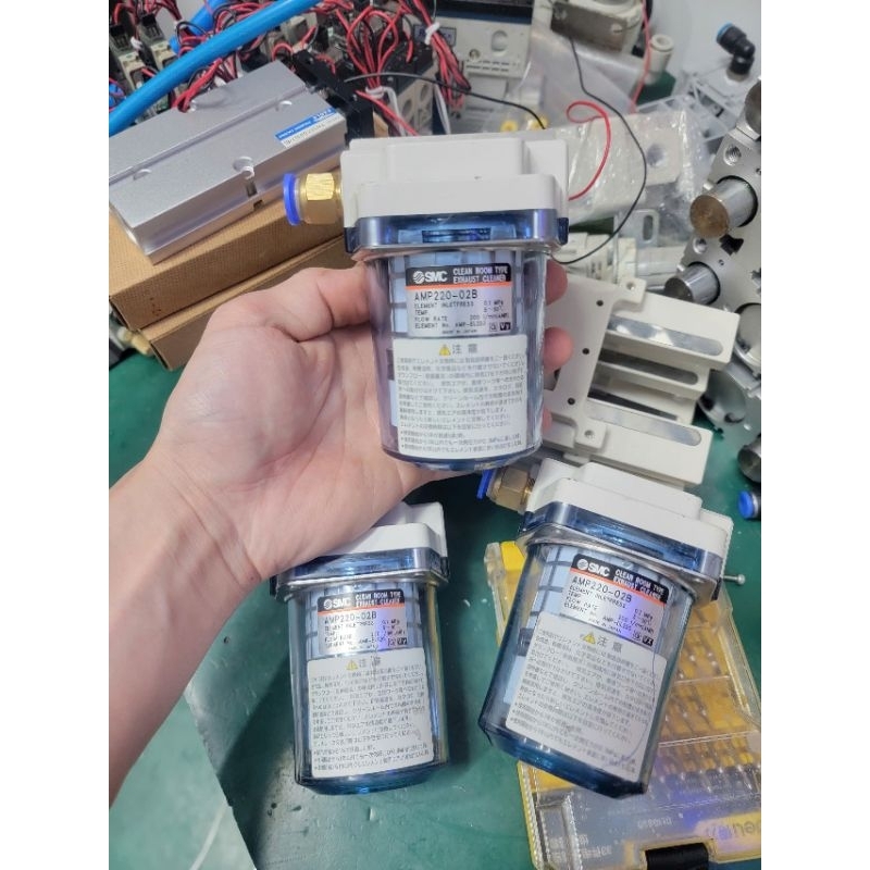 Cốc lọc khí xả van xylanh AMP220-02 Exhaust cleaner lắp máy phòng sạch ...