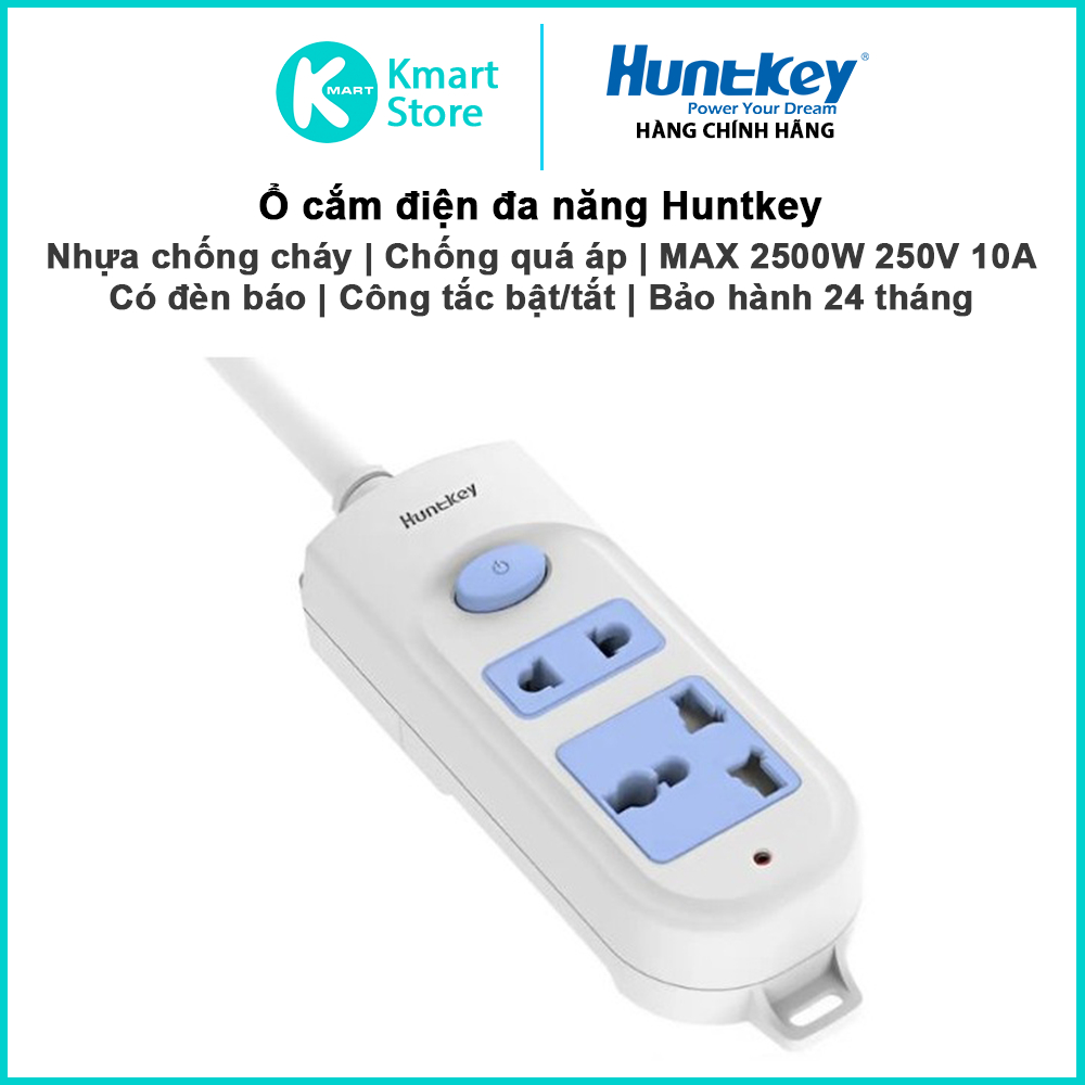 Ổ cấm điện chống cháy Huntkey | Dây dài 3M | Công suất tối đa 2500W ...