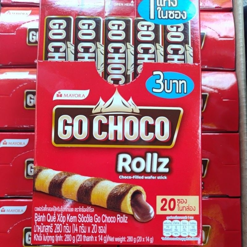 Bánh Quế Xốp Kem Socola Go Choco Rollz 280g ( 20 thanh × 14g ) | Shopee Việt Nam