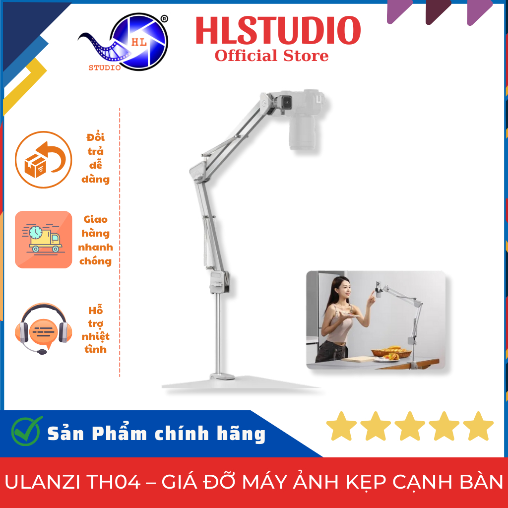 Ulanzi TH04 – Giá Đỡ Máy Ảnh Kẹp Cạnh Bàn Tải Trọng 2Kg, C-Clamp 68mm, Cánh Tay 910mm HL Studio ...
