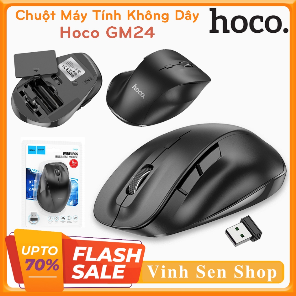 Chuột không dây Hoco GM24, Chuột bluetooth 2.4Ghz 1600DPI, Kết nối mạnh ...