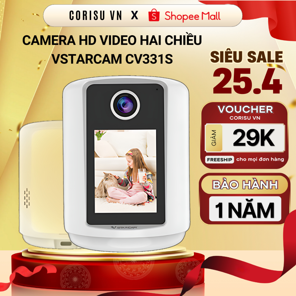 Camera giám sát VSTARCAM CV331S, camera gọi video 2 chiều kiêm đèn ngủ, phát hiện chuyển động ...