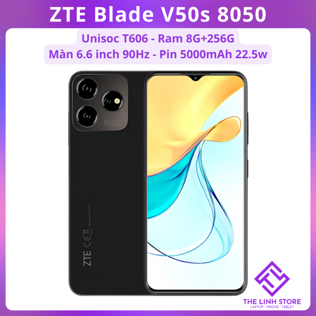 Điện thoại ZTE Blade V50s 8050 ram 8G 256G - Unisoc T606 màn 90Hz ...