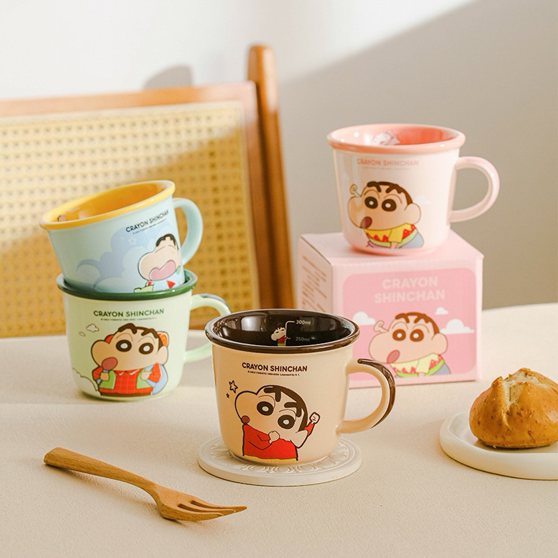 Cốc sứ Cu Shin, Shin Chan cậu bé bút chì 300ml, kèm hộp giấy xinh xắn ...